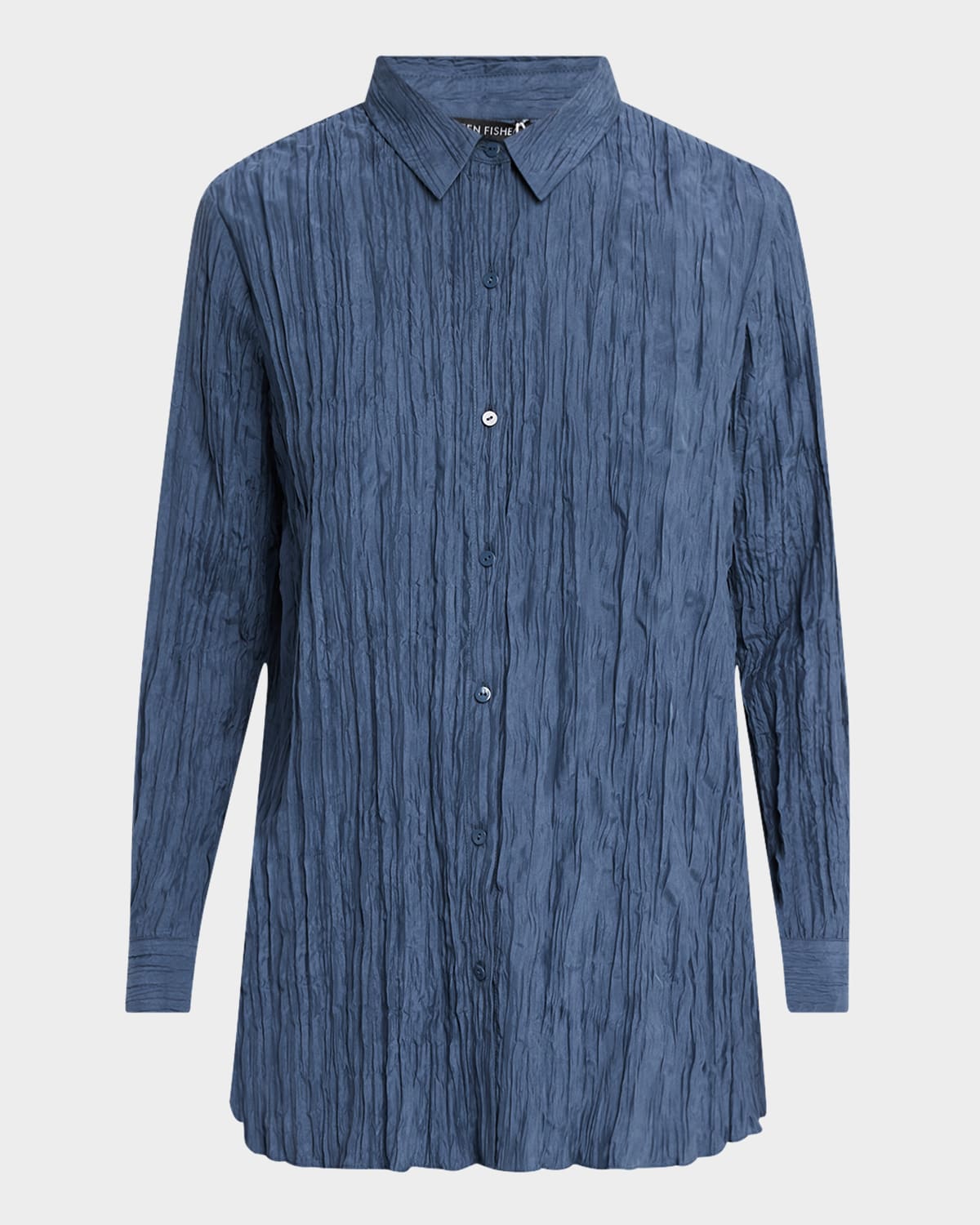 Eileen Fisher Crinkled Habotai Silk Shirt In Eclipse - 50% Off ...