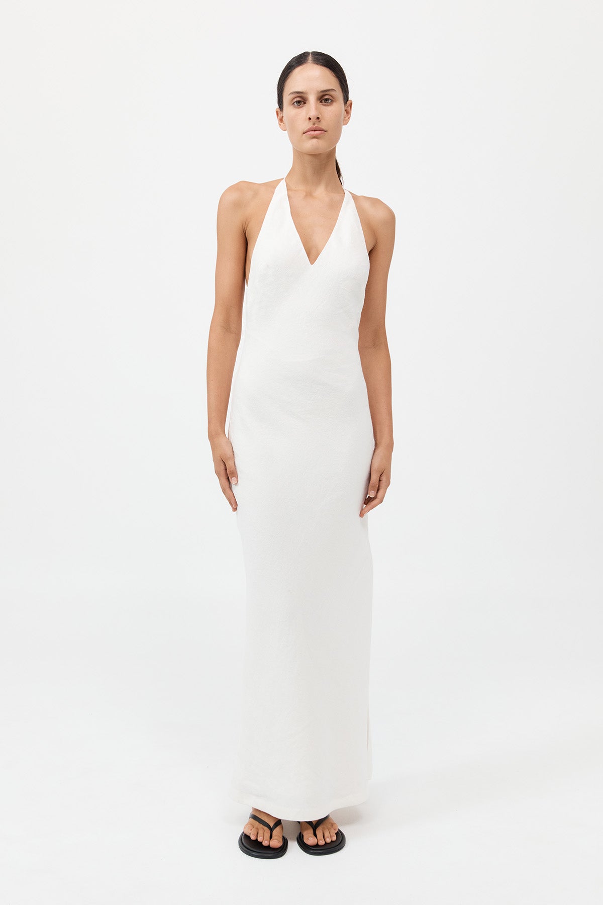 St. Agni Linen Bias Halter Dress In Ivory - 61% Off | Editorialist