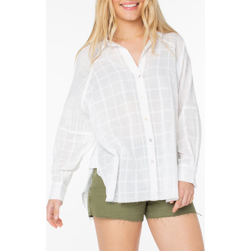 Roxy Out Of Office Cotton Button-Up Shirt - Snow White Solid | Editorialist