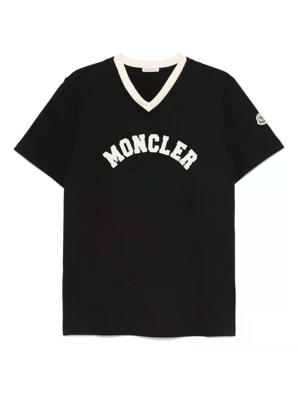【新品】新作！MONCLER Tシャツ　ブラック＆ホワイト　12A Moncler Men's Embroidered Logo Cotton T-Shirt | Neiman Marcus