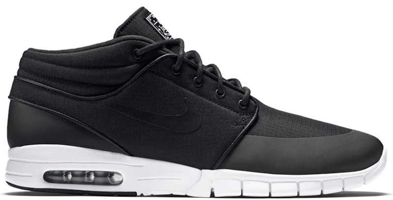 nike sb stefan janoski max mid black & white shoes
