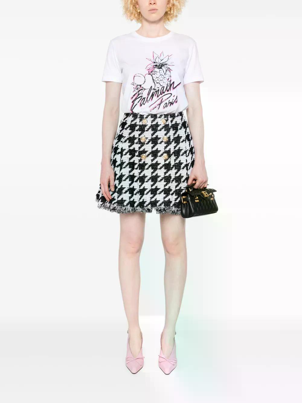 BALMAIN A-Line Tweed Skirt