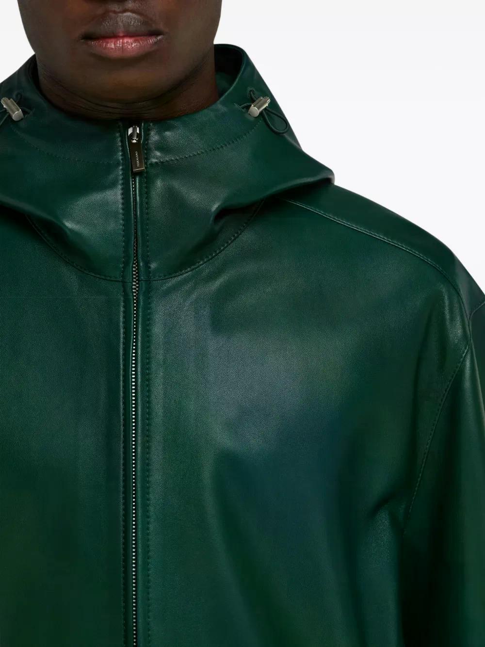 Salvatore Ferragamo ラムレザージャケット ダークグリーン FERRAGAMO（フェラガモ）の「Salvatore Ferragamo Reversible Nappa