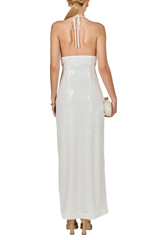 Helsi Brice Halter Sequin Column Maxi Dress In White - 29% Off |  Editorialist