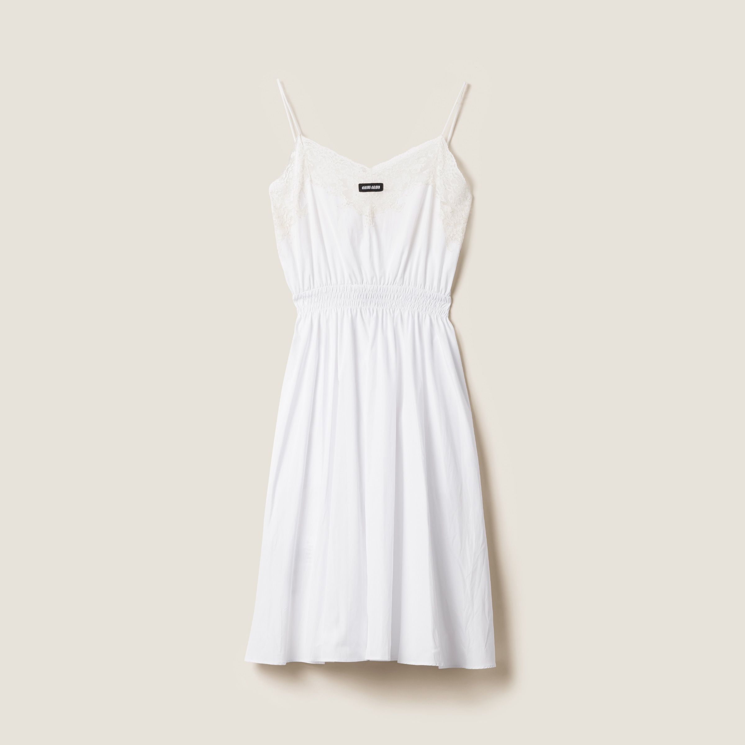 Miu Miu Poplin And Lace Dress - White | Editorialist
