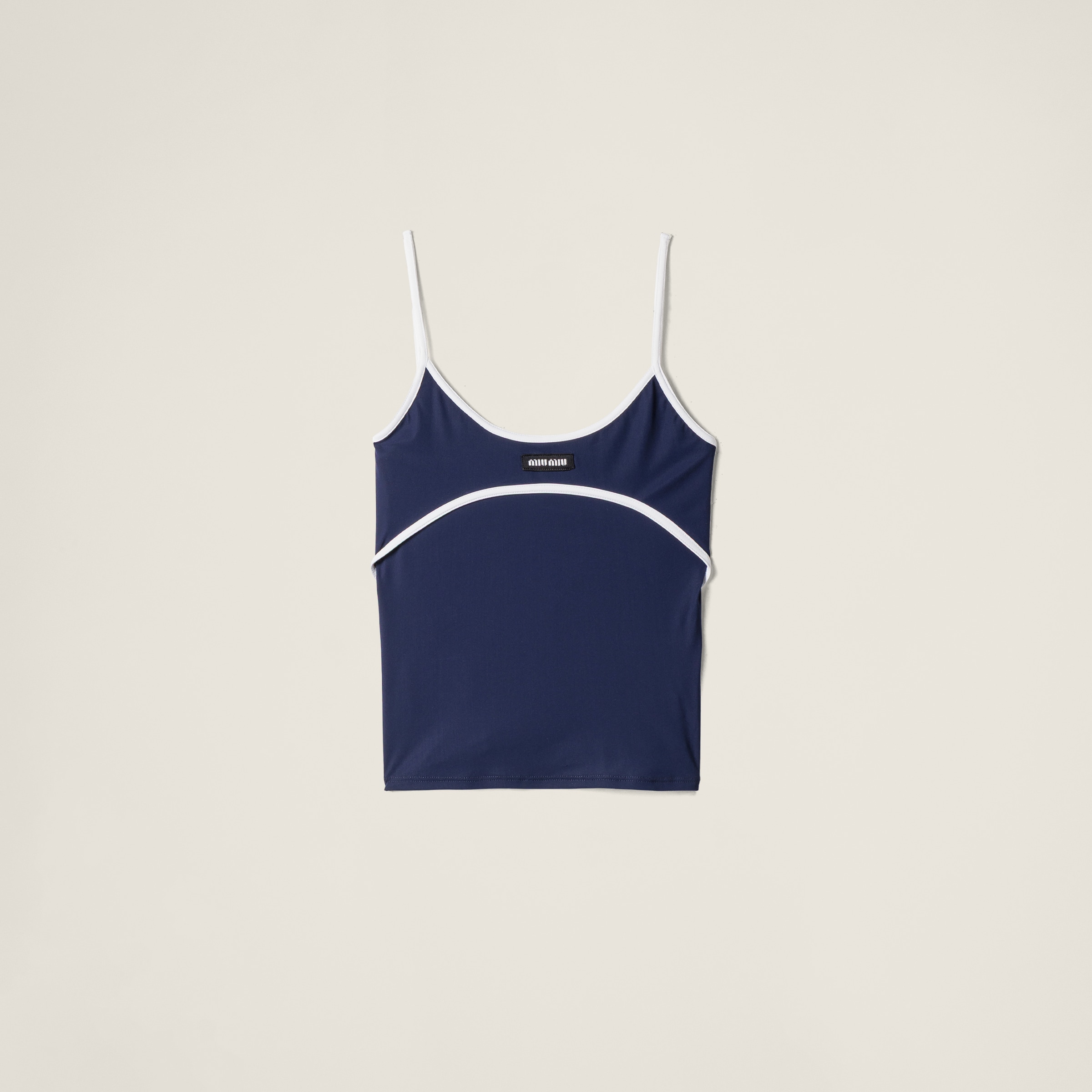 Miu Miu Stretch Jersey Top - Blue/White | Editorialist