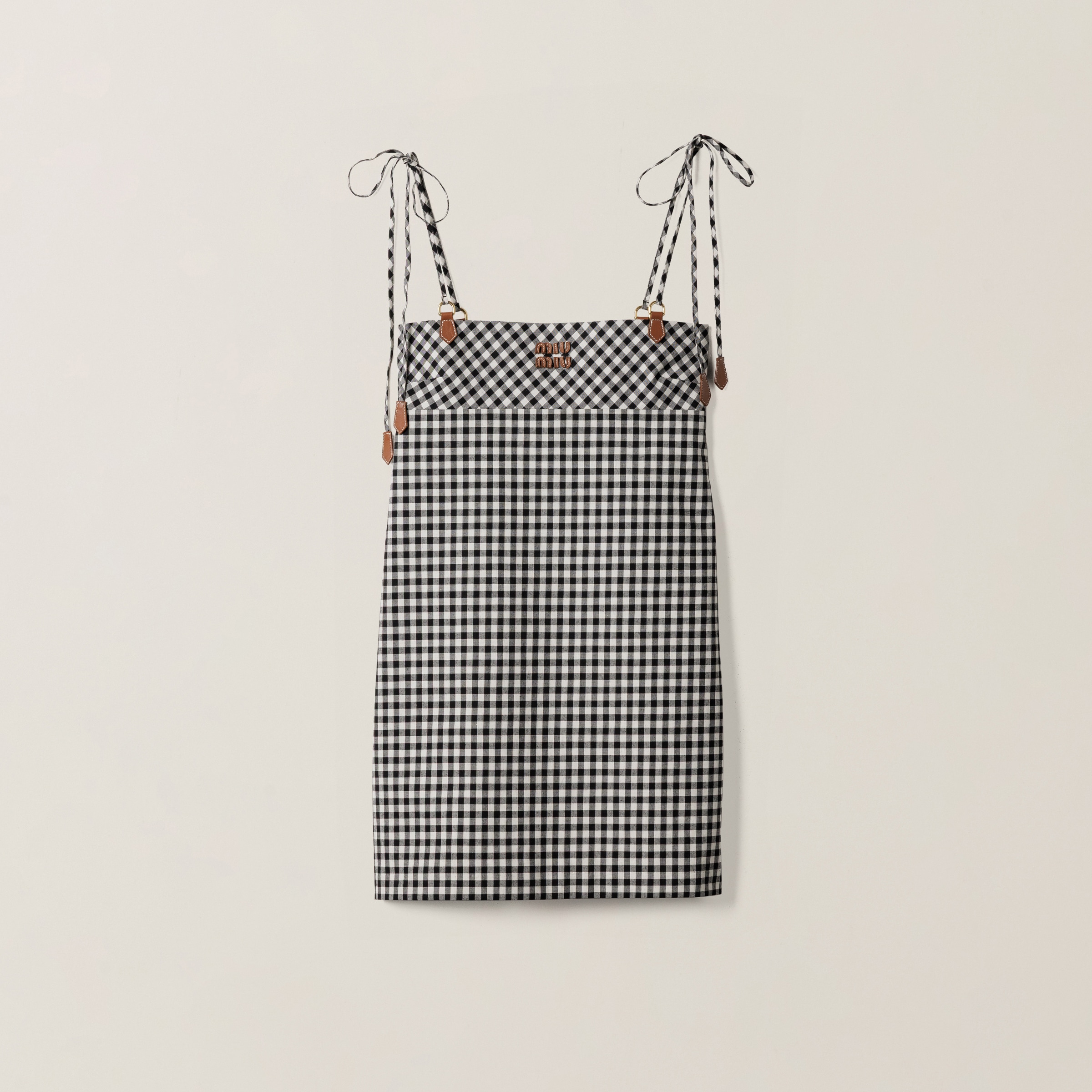 Miu Miu Gingham Check Mini-Dress - White/Black | Editorialist