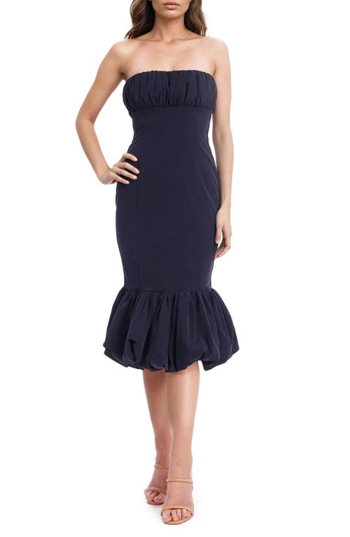 BADGLEY MISCHKA Strapless Bubble Hem Cocktail Dress