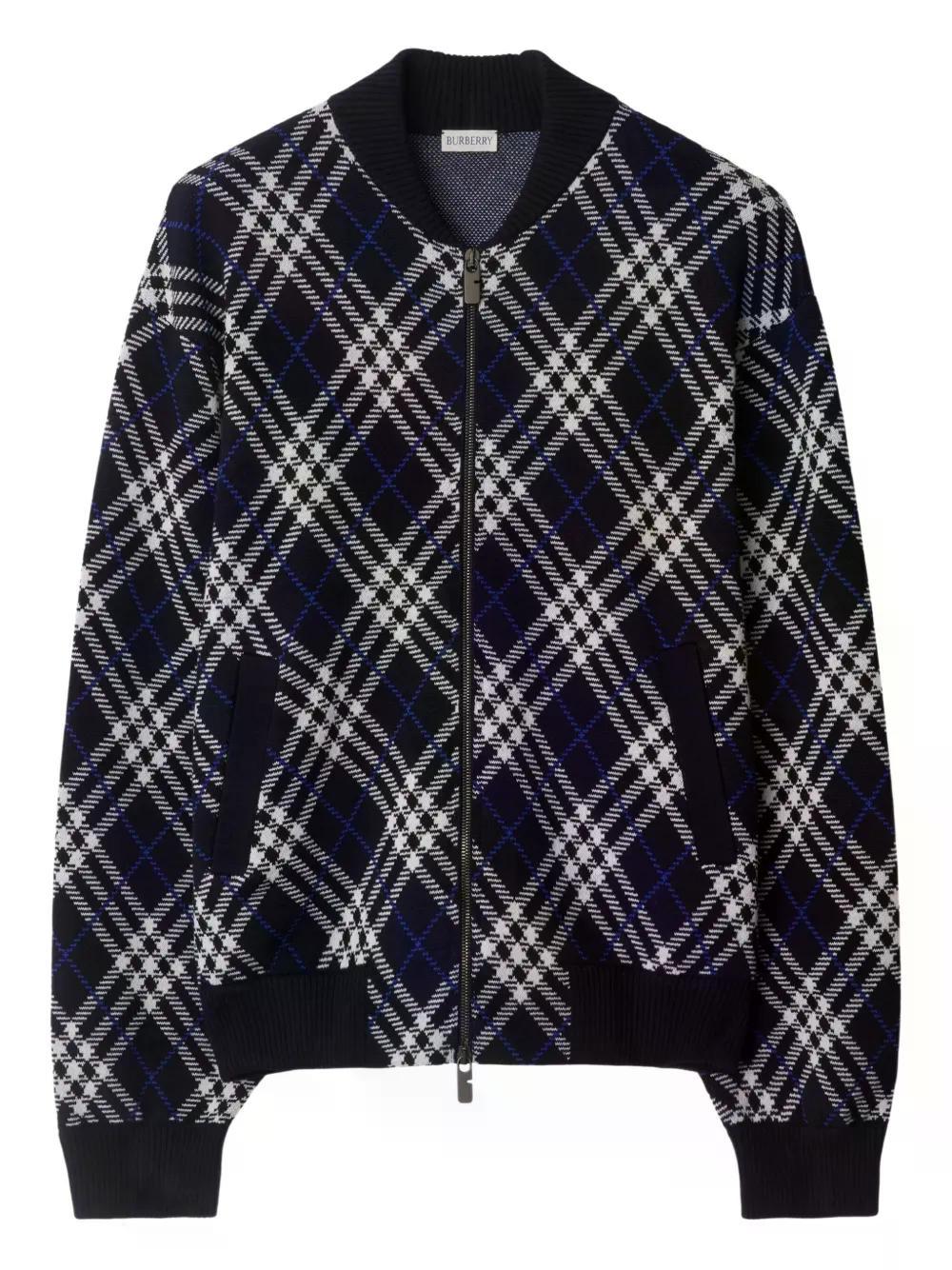 BURBERRY Checked Zip-Up Sweatshirt