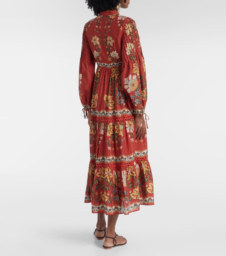 knee length dresses for ladies Burgundy Floral Long Sleeve Mila Midi Dress main image 0