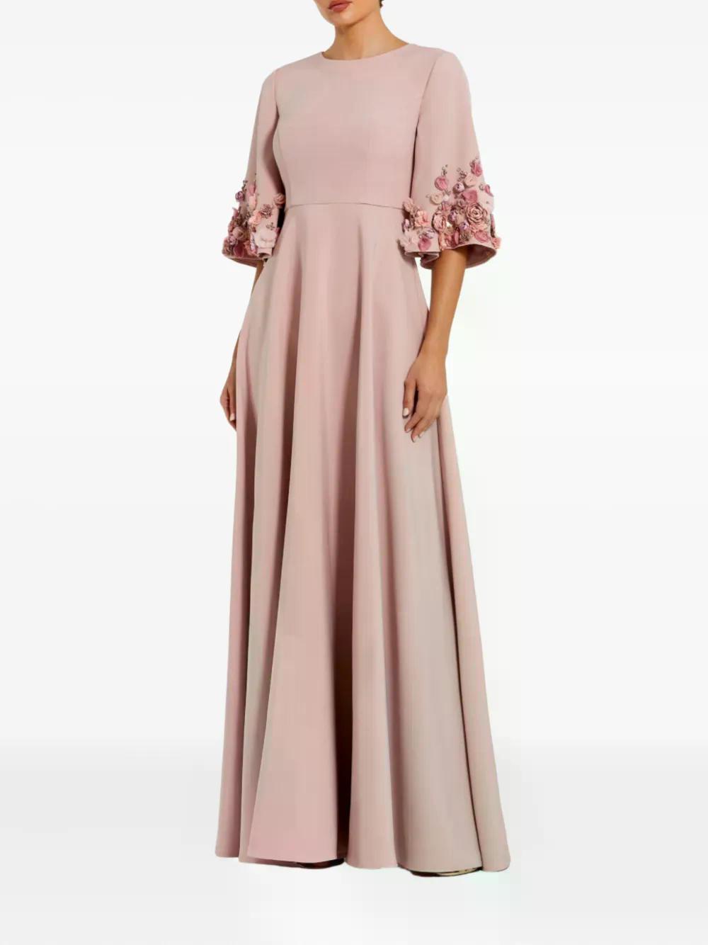 Mac Duggal Sleeveless Hand-Embellished Floral Maxi Dress - Pink |  Editorialist