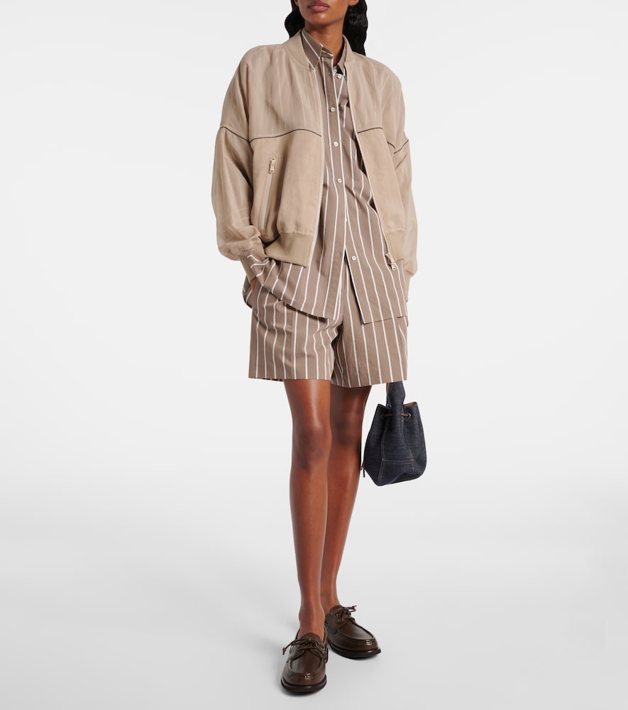 BRUNELLO CUCINELLI Striped Cotton-Blend Bermuda Shorts