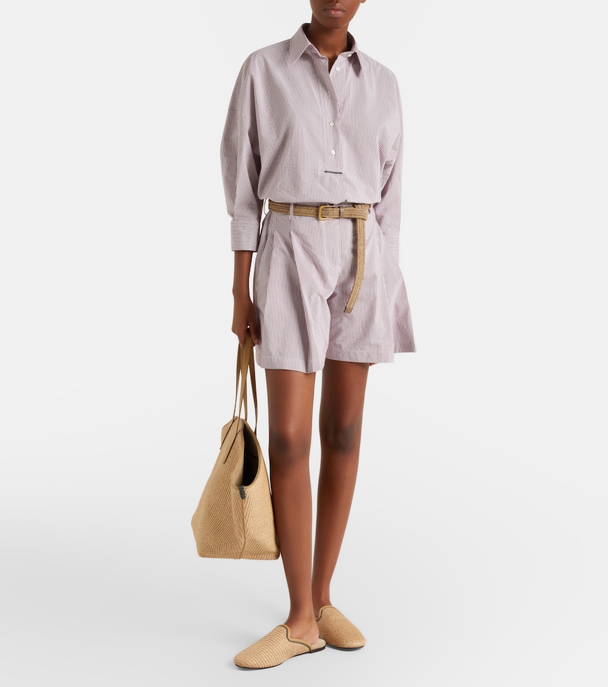 BRUNELLO CUCINELLI Striped Cotton-Blend Bermuda Shorts