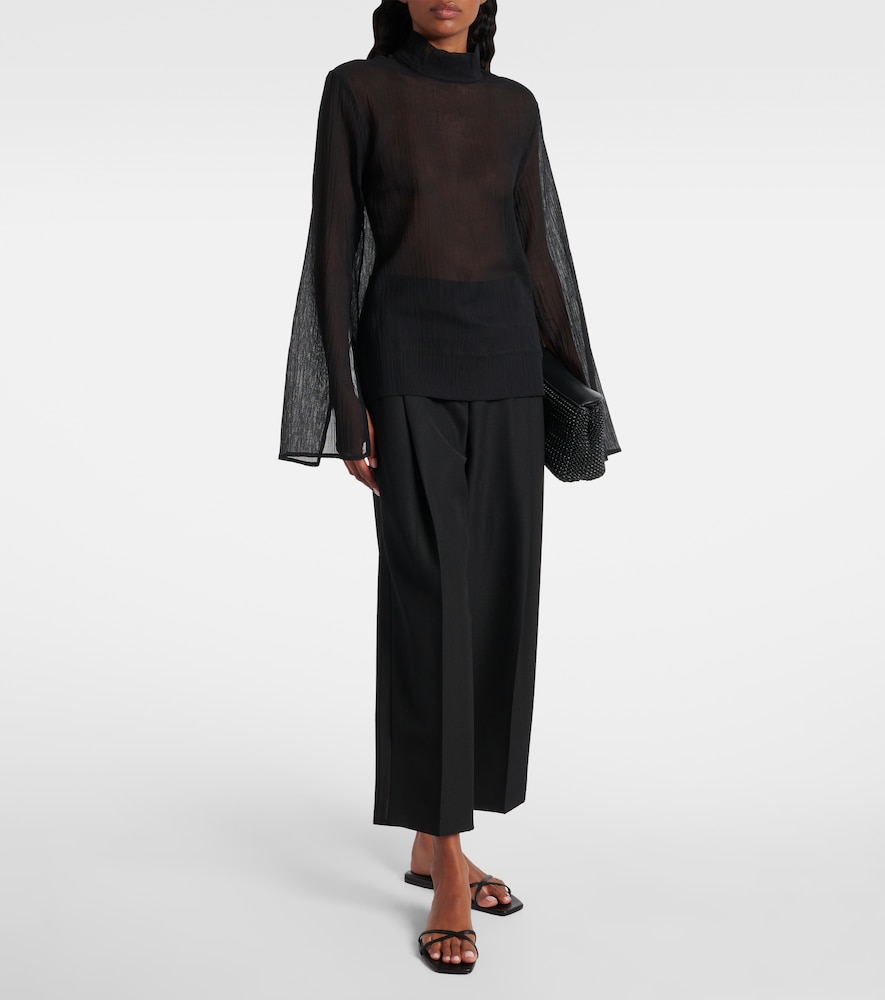 TOTÊME Toteme Cotton and Silk Mock Neck Top