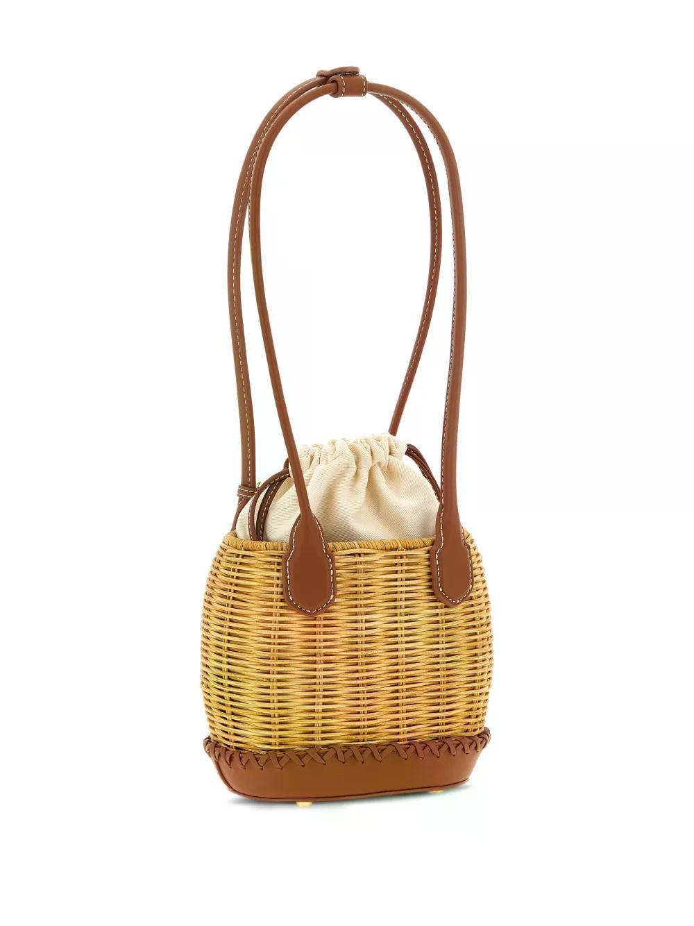 Self-Portrait Rattan Bow Basket Handbag - Neutrals