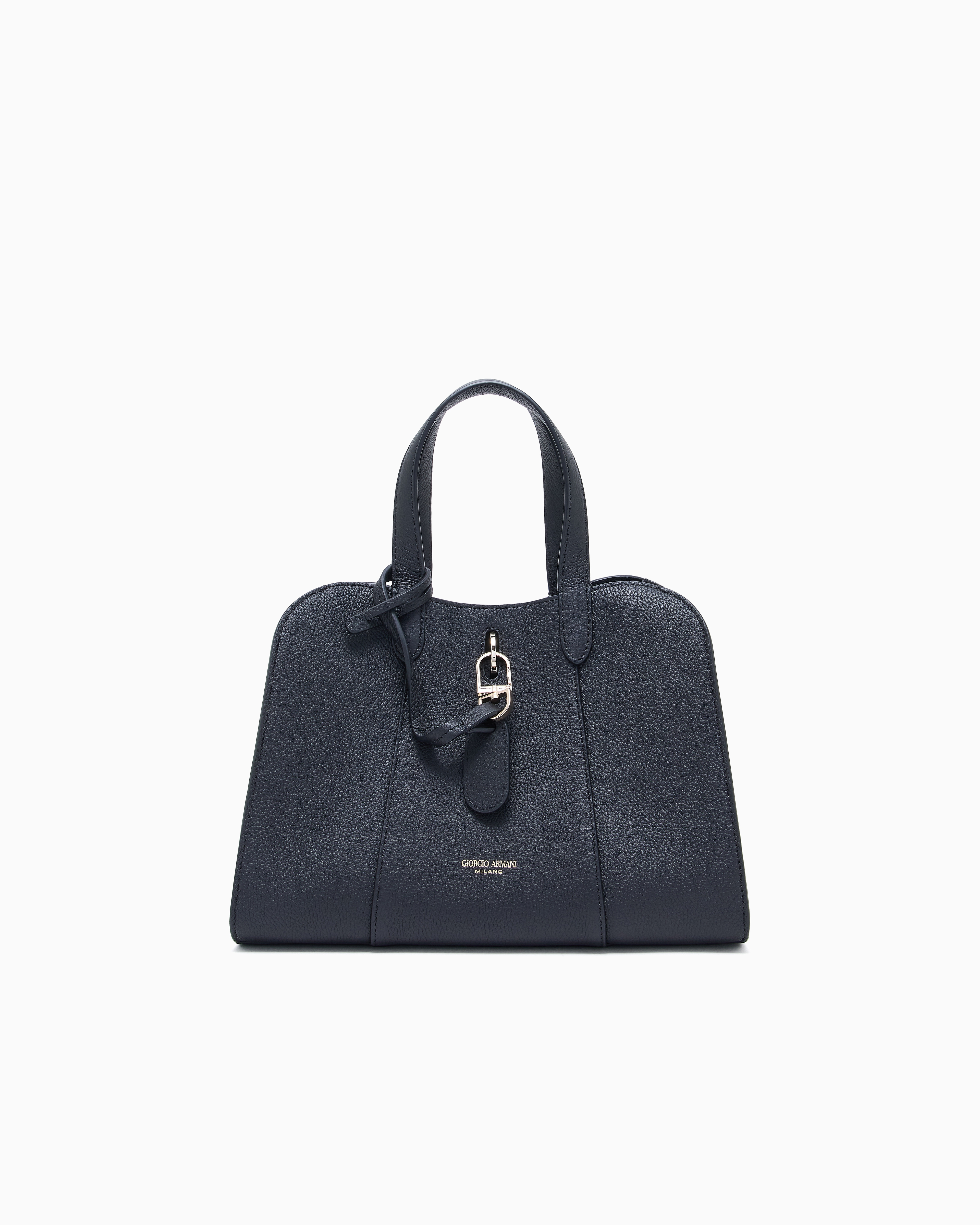 Giorgio Armani Small Pebbled Leather Tote Bag - Black | Editorialist