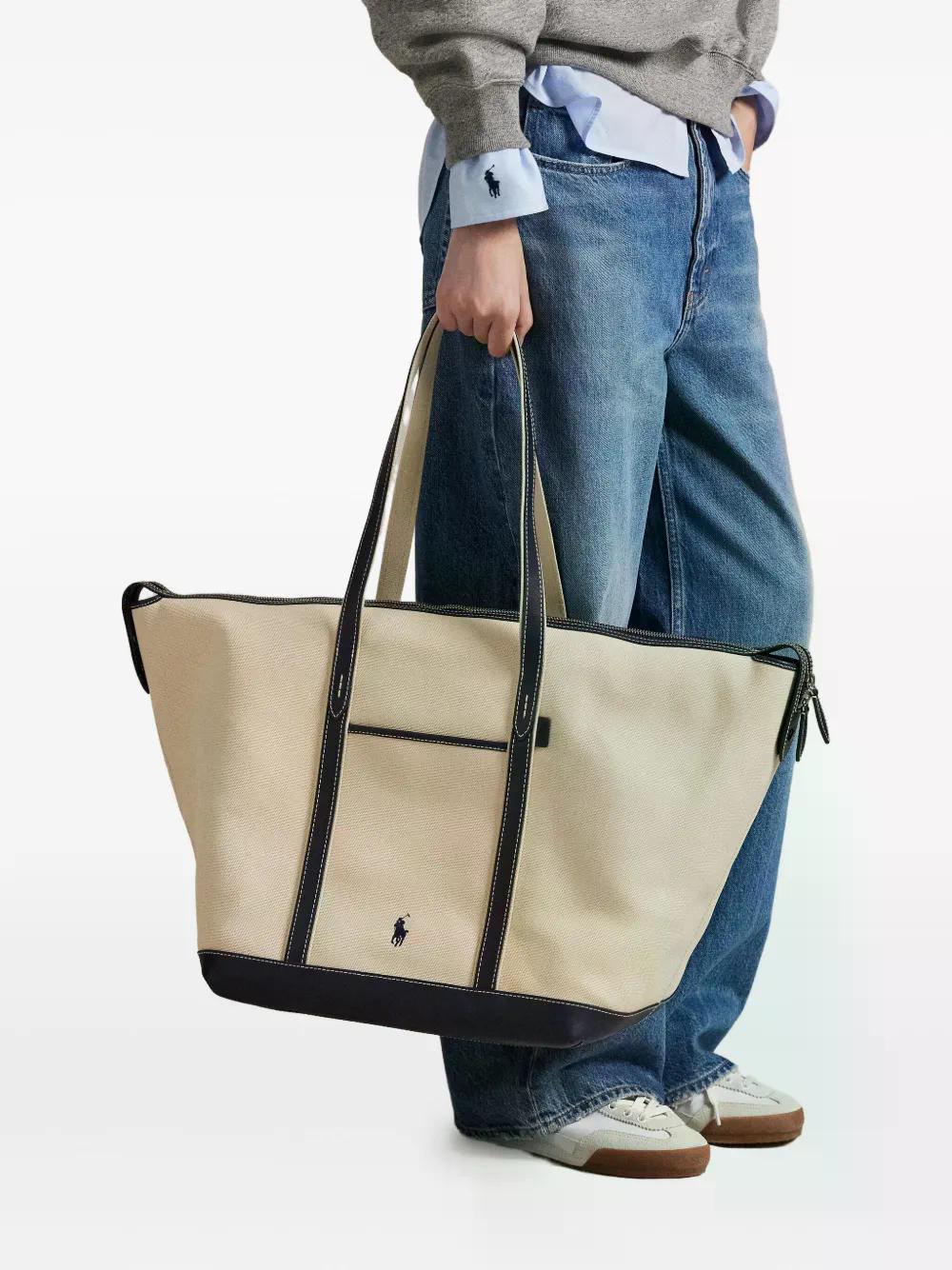 POLO RALPH LAUREN Bellport Leather-Trimmed Canvas Tote Bag