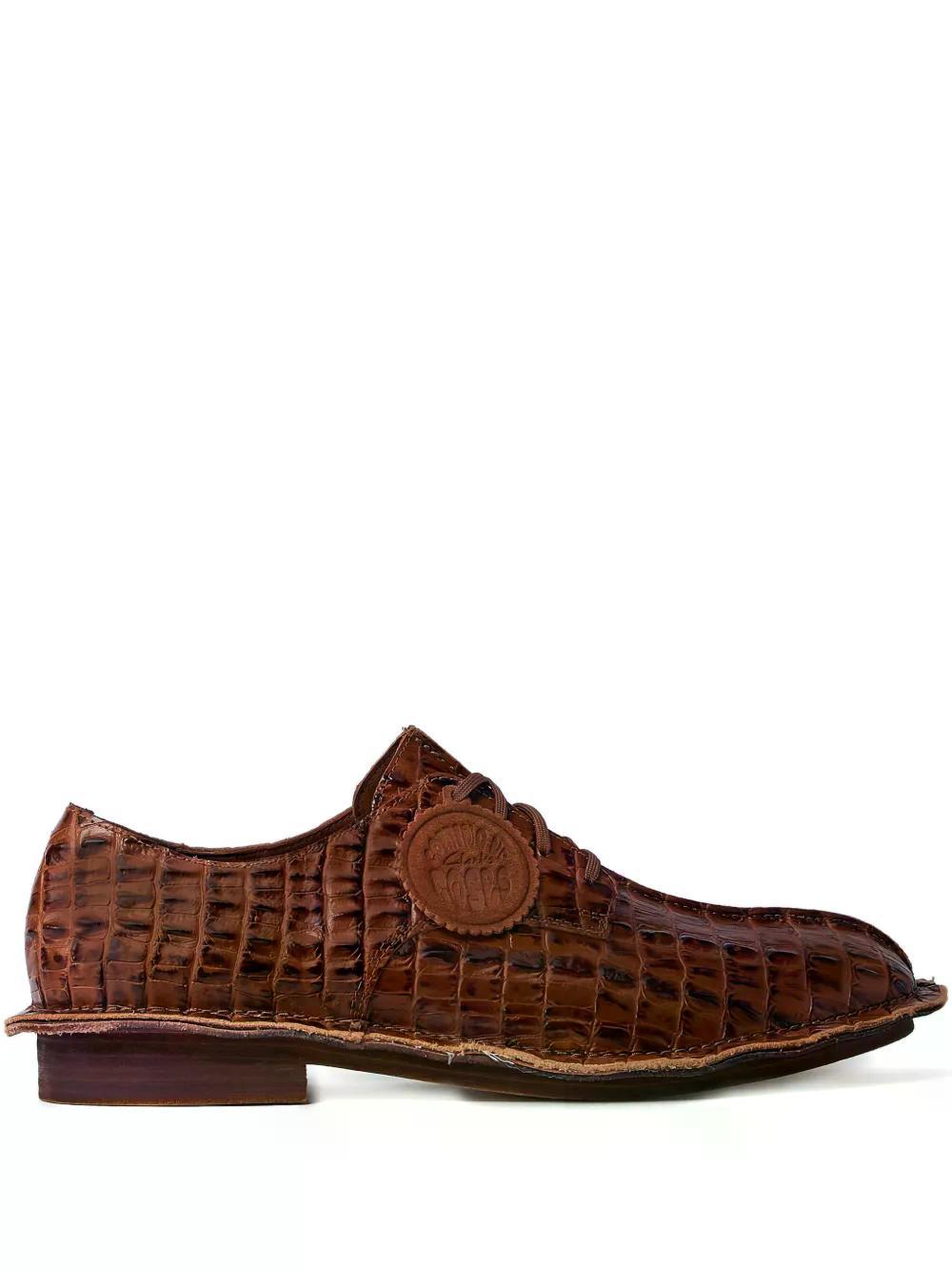 Martine Rose X Clarks Croc-Embossed Derby Shoes In Brown - 48% Off