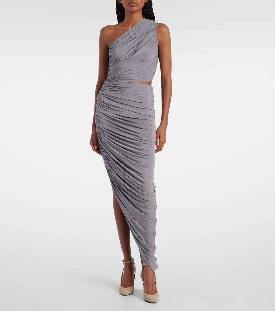 ALAÏA Asymmetric Ruched Jersey Maxi Dress