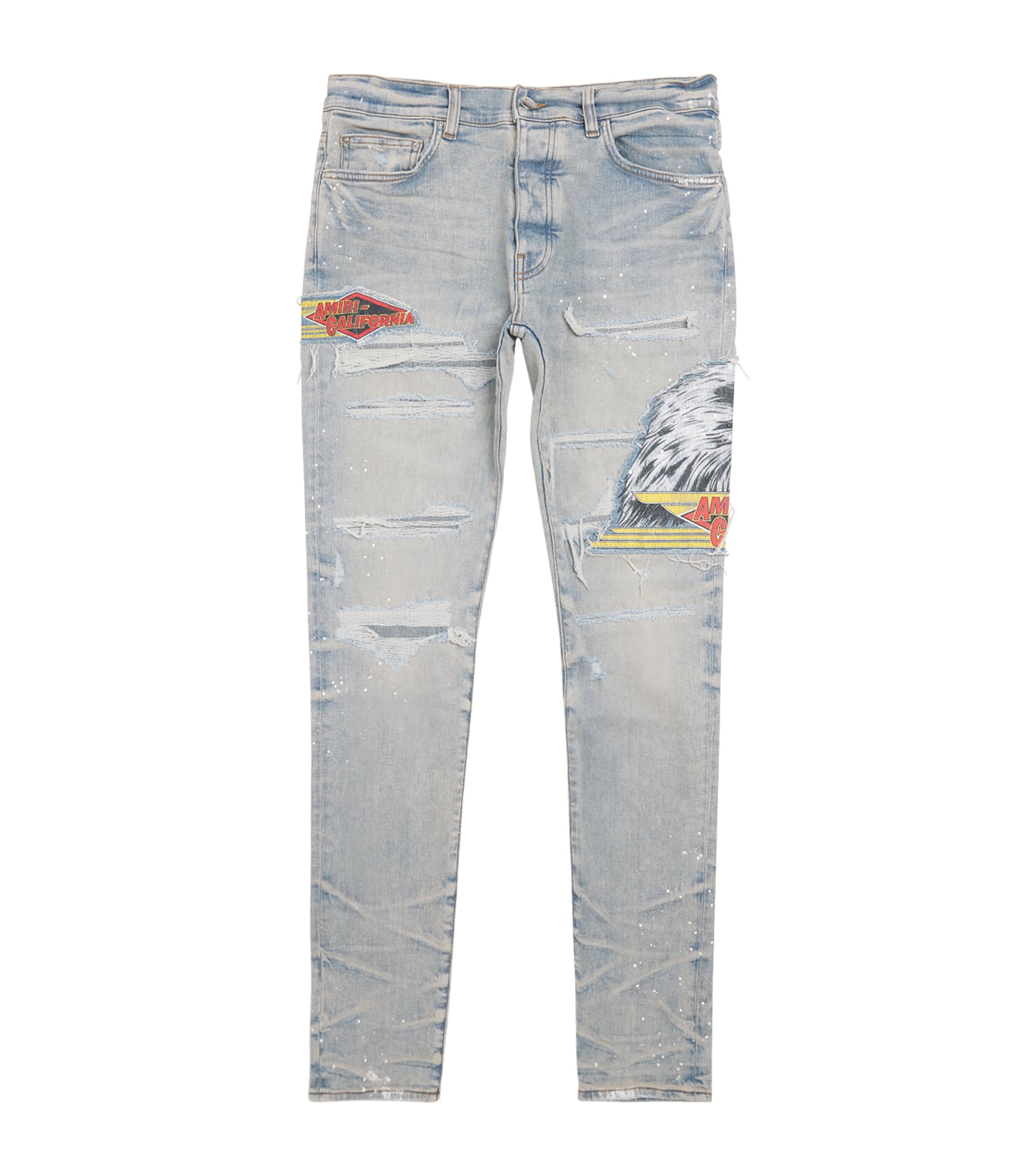 Amiri Distressed Cement Thrasher Skinny Jeans - Blue - 60% Off 