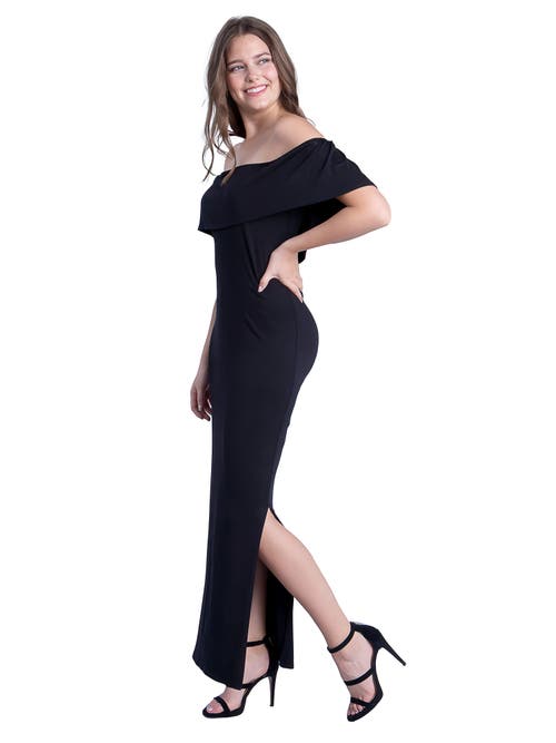 24SEVEN COMFORT APPAREL Off Shoulder Ruffle Detail Maxi Dress