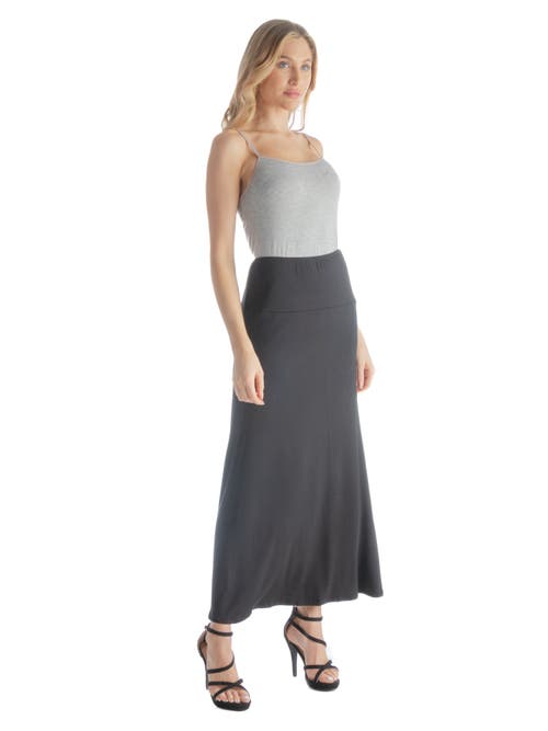 24SEVEN COMFORT APPAREL Elastic Waist A-Line Maxi Skirt