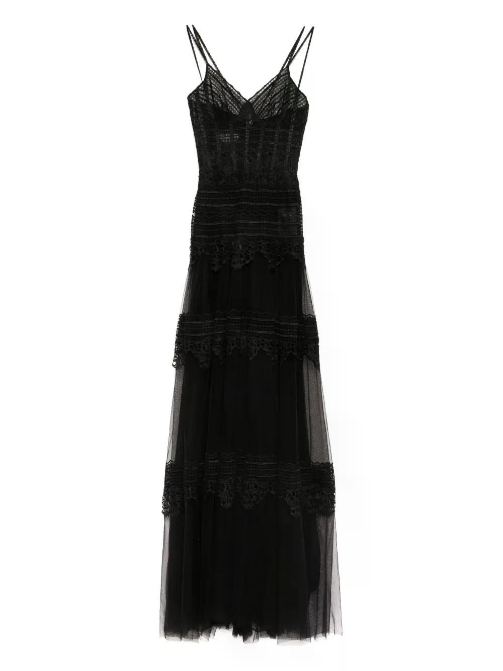 Saiid Kobeisy Lace And Tulle Overlay Sleeveless Dress - Black | Editorialist