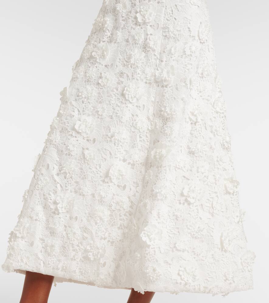 Leo Lin Odette Floral-Appliqu Lace Cocktail Dress - White | Editorialist