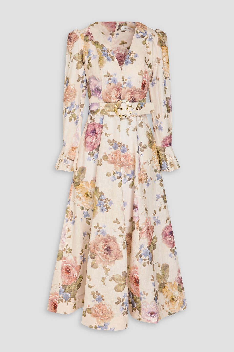 Zimmermann Belted Floral-Print Linen Midi Dress In Ecru - 45% Off |  Editorialist