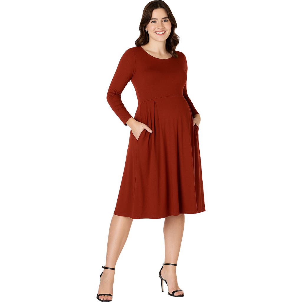 24SEVEN COMFORT APPAREL Maternity Midi Length Fit and Flare Dress