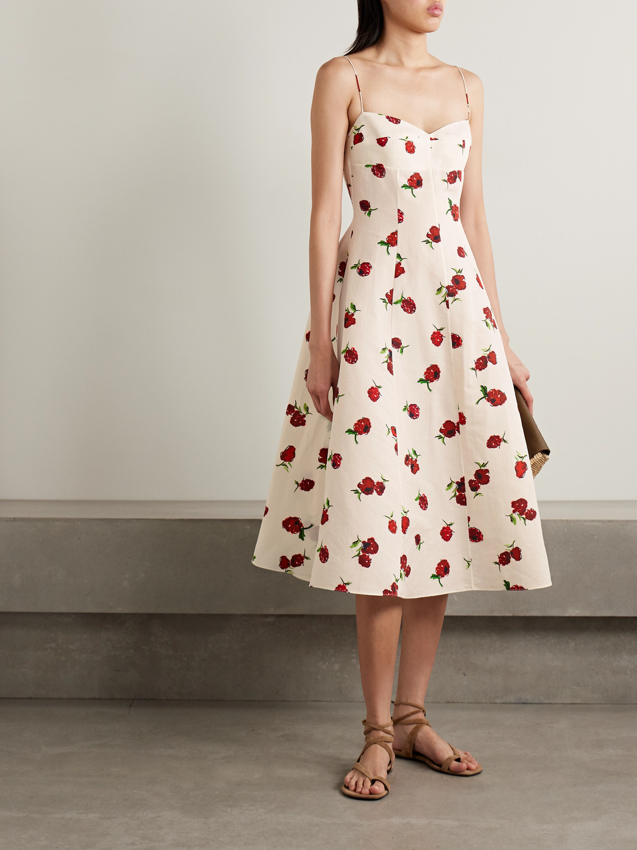 KHAITE KHAITE Isabella Printed Cotton-Poplin Midi Dress