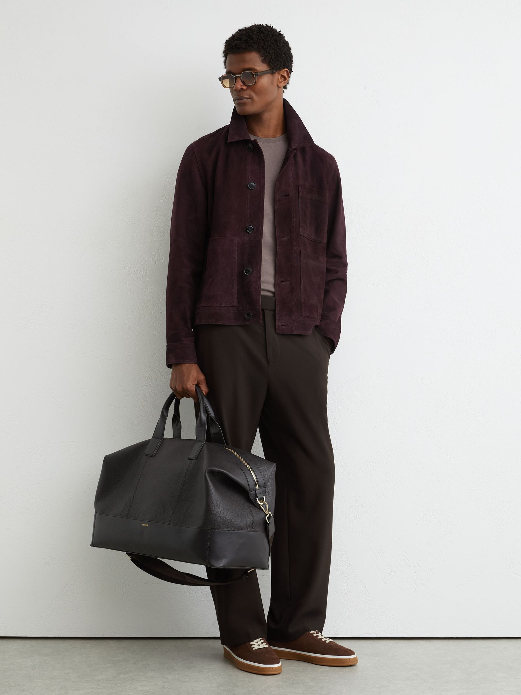 REISS Reiss Wilstead Suede Button-Through Trucker Jacket