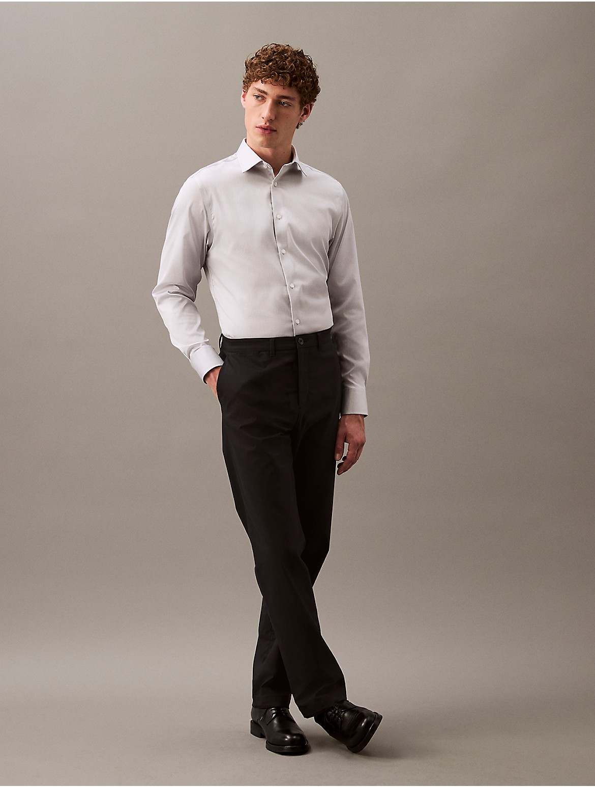 CALVIN KLEIN refined slim stretch button-down shirt