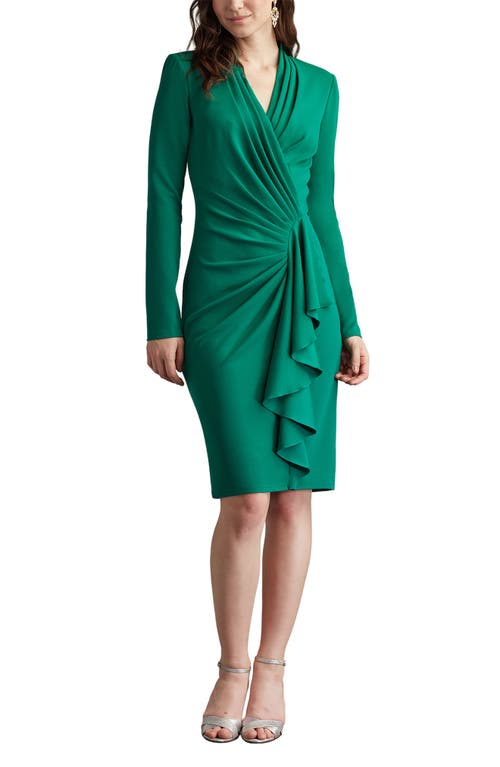 TADASHI SHOJI Ruffle Side Drape Long Sleeve Cocktail Dress