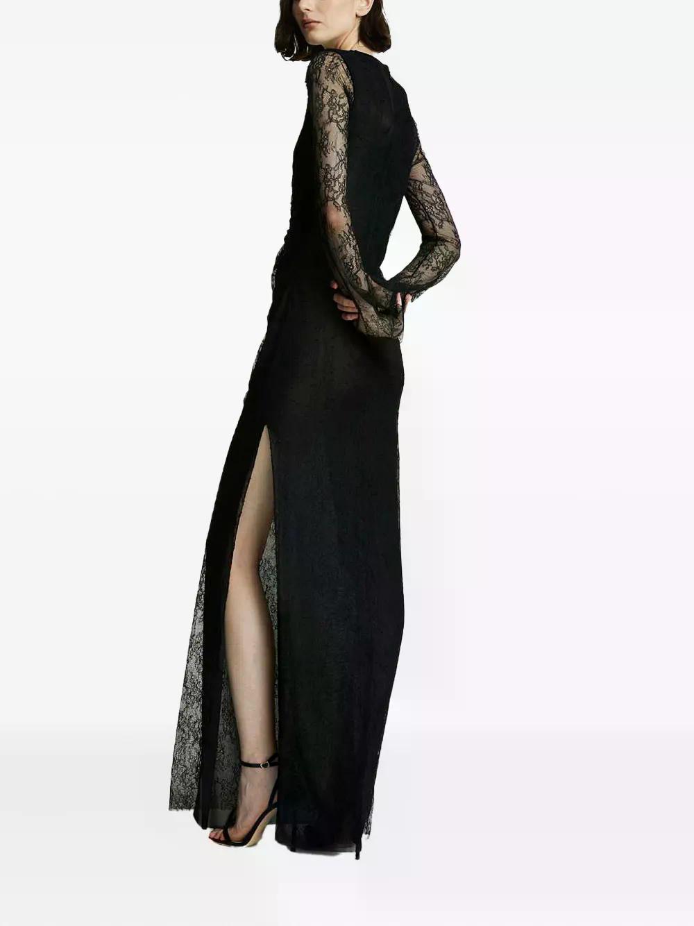 Celeste Lace Paneled Maxi Evening Dress - Black Celeste Lace Paneled Maxi Evening Dress - Black