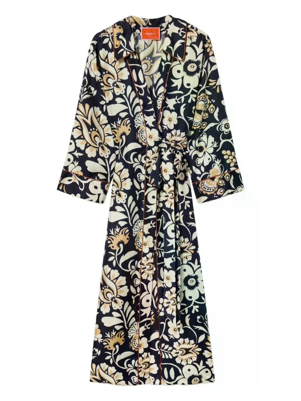 LA DOUBLEJ La DoubleJ Floral Print Wrap Midi Dress
