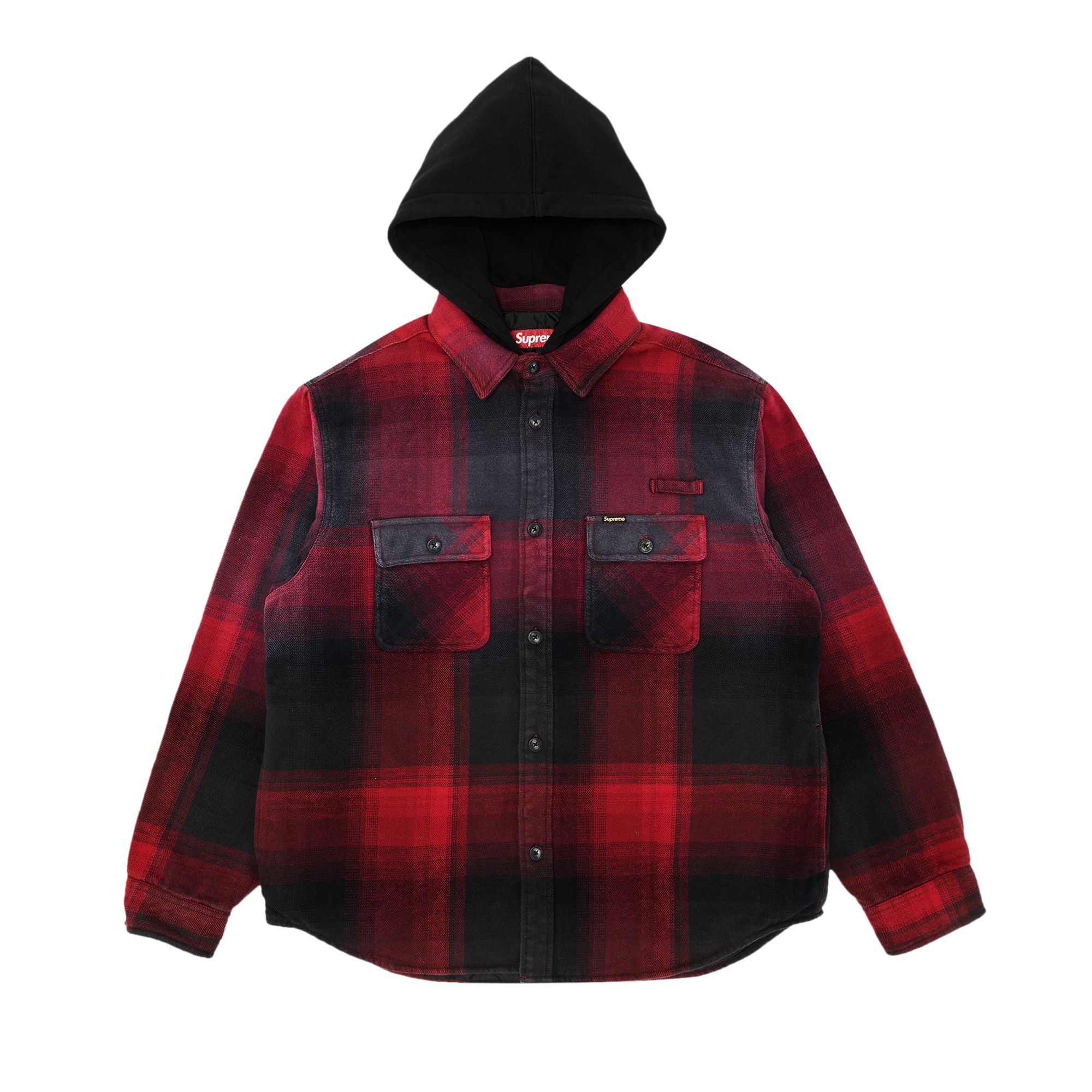 Supreme Quilted Lined Hooded Flannel Shirt - Red | Editorialist