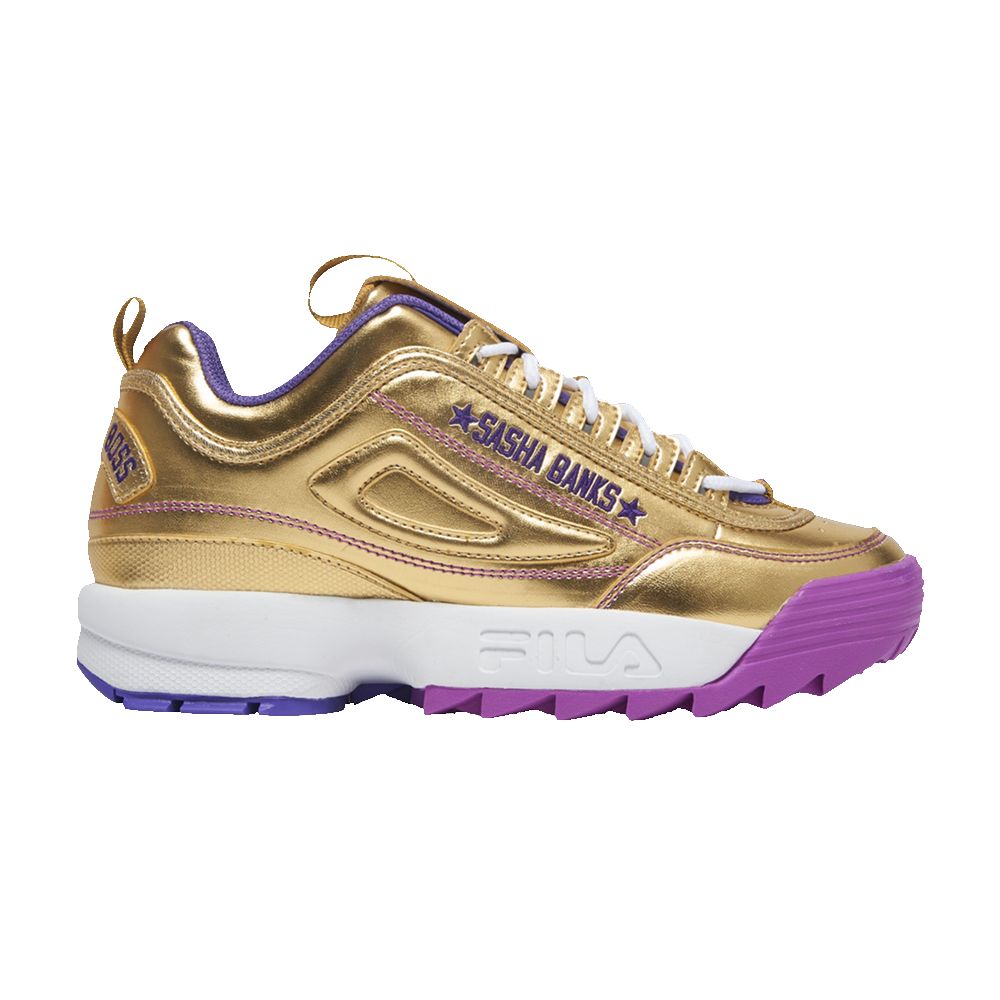 Fila Wwe X Disruptor 'Sasha Banks' Sneakers Gold Editorialist