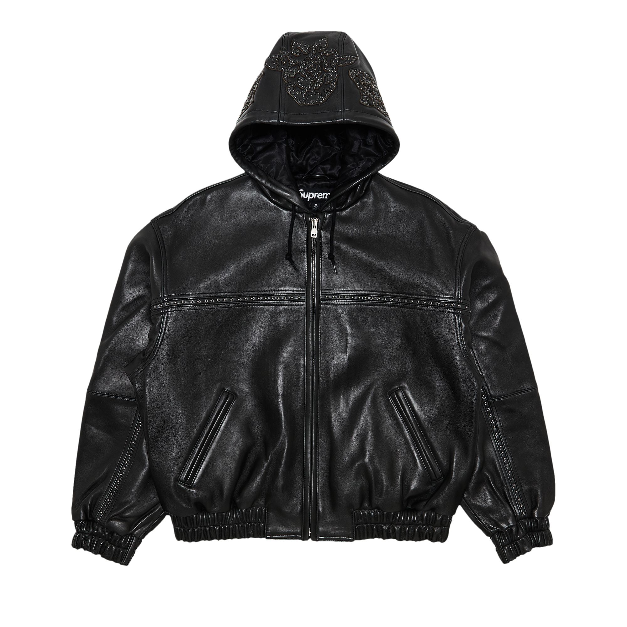 Supreme Hooded Leather Flight Bomber Jacket - Black | Editorialist