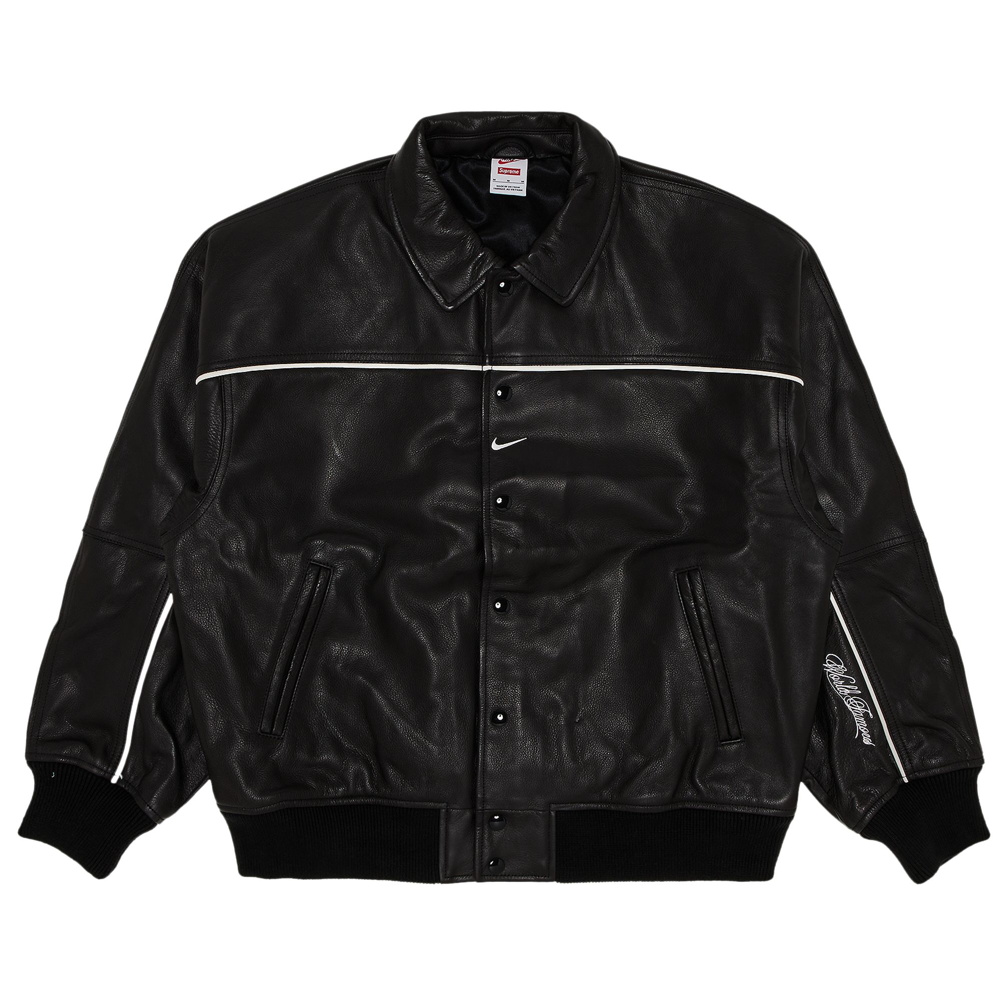 Supreme Woven Leather Varsity Jacket - Black | Editorialist