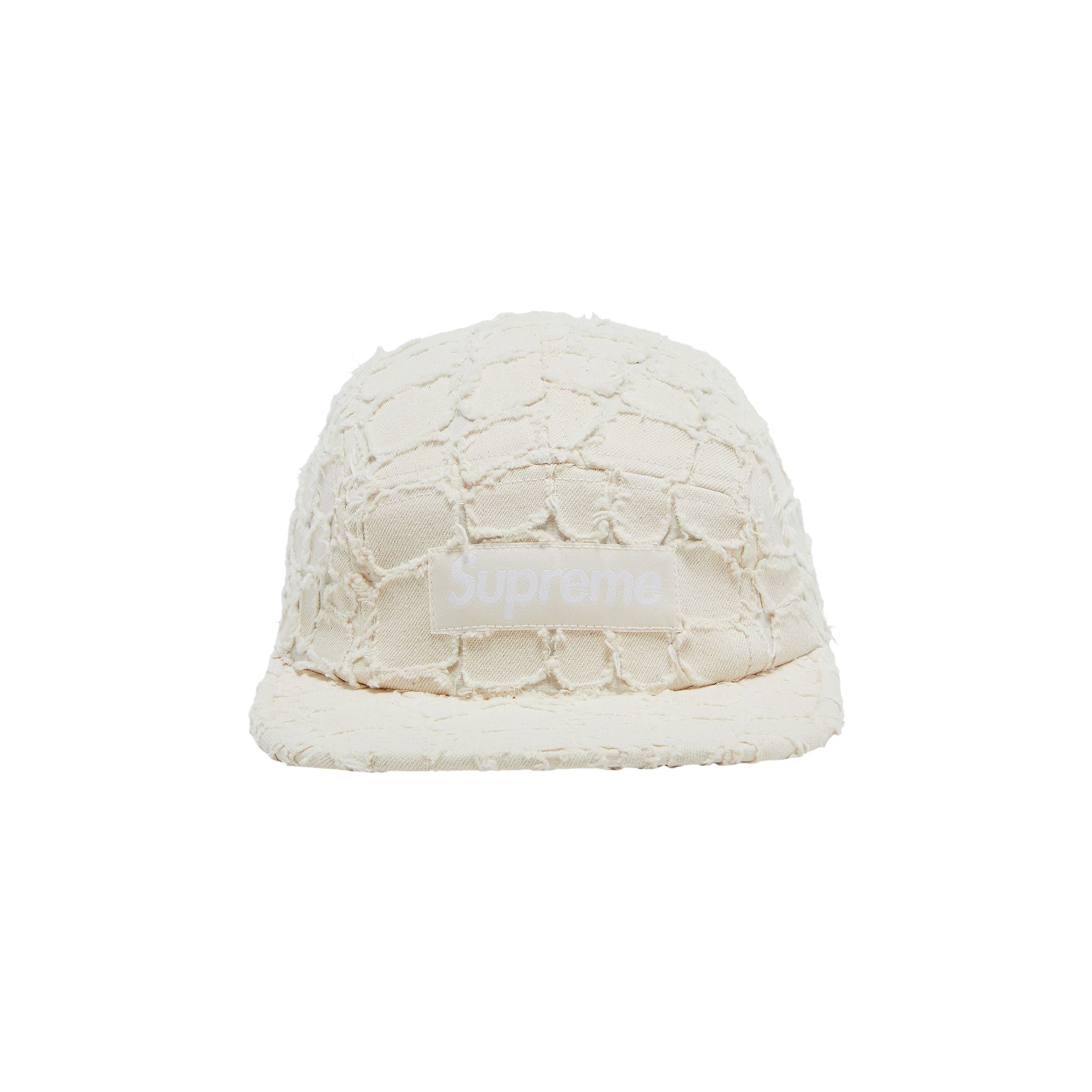 Supreme Frayed Croc Denim Camp Cap - Cream | Editorialist