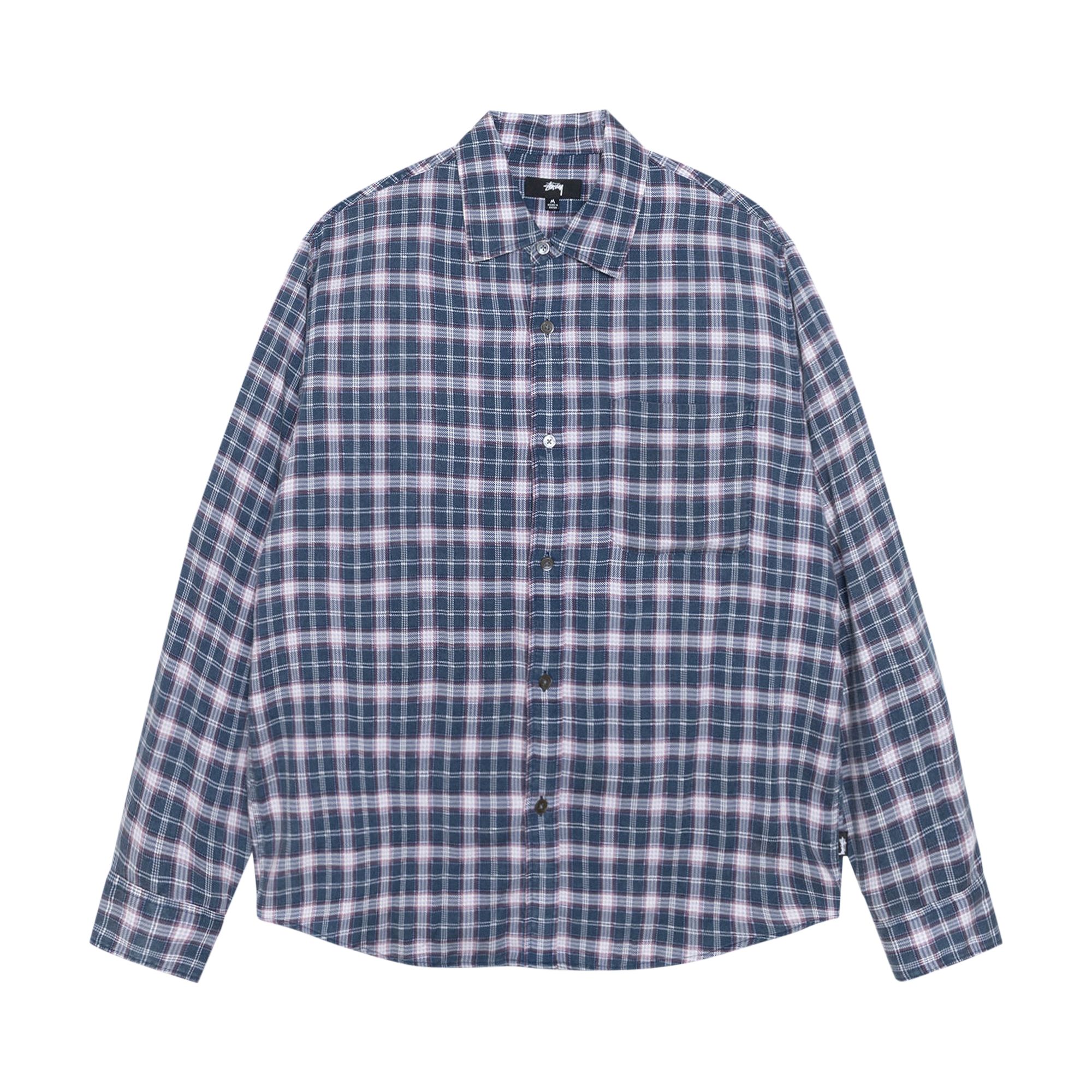 StüSsy Dan Washed Cotton Plaid Shirt - Blue | Editorialist