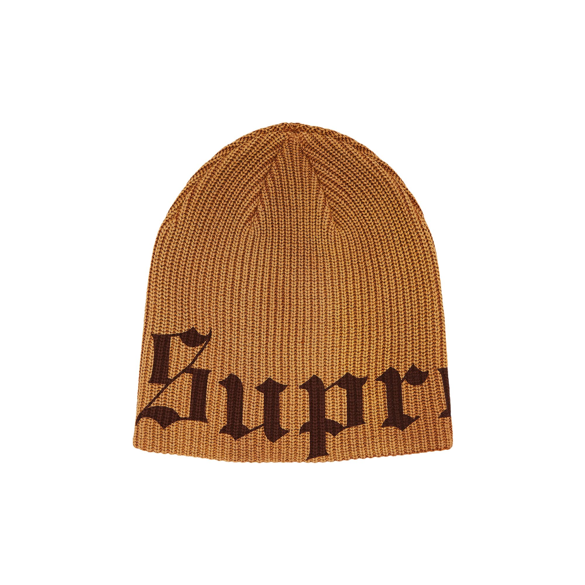 Supreme Old English Printed Beanie - Tan | Editorialist