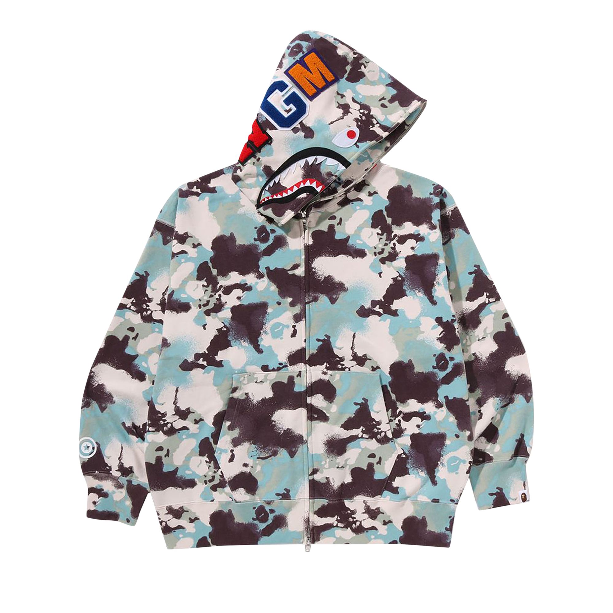 トップス BAPE COLOR CAMO SHARK FULL ZIP HOODIE A Bathing Ape Map Camo Shark Relaxed Fit Full Zip Hoodie