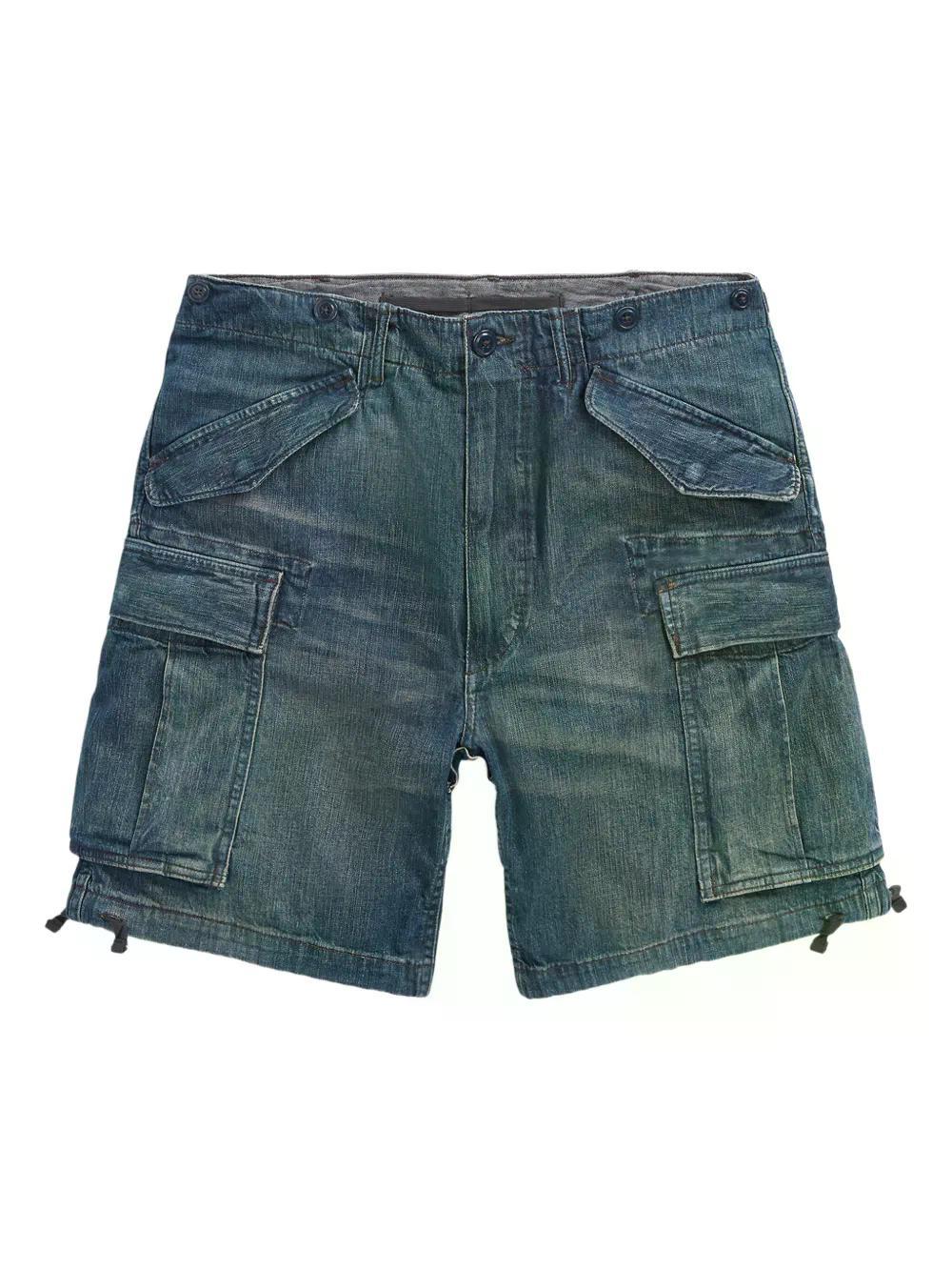 Julius Gas Mask Denim Cargo Shorts In Black - 40% Off | Editorialist