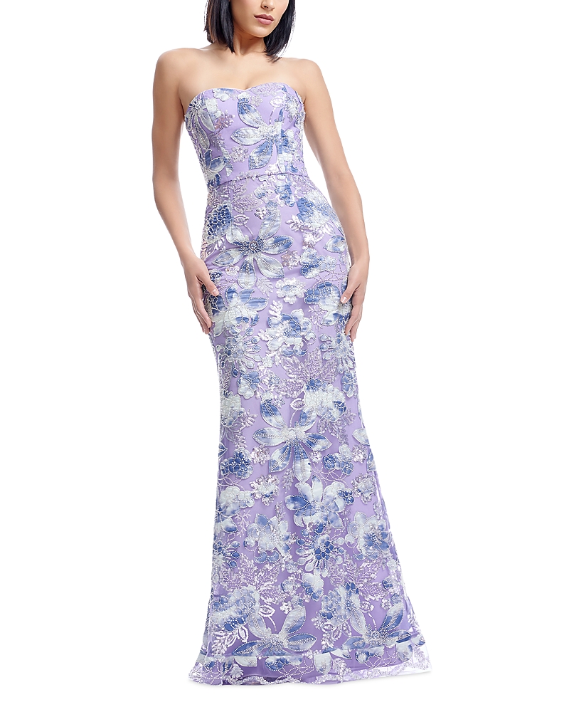 strapless open back dress Misty Open Back Cutout Satin Maxi Dress • Shop American Threads Online Chambray / M main image 1