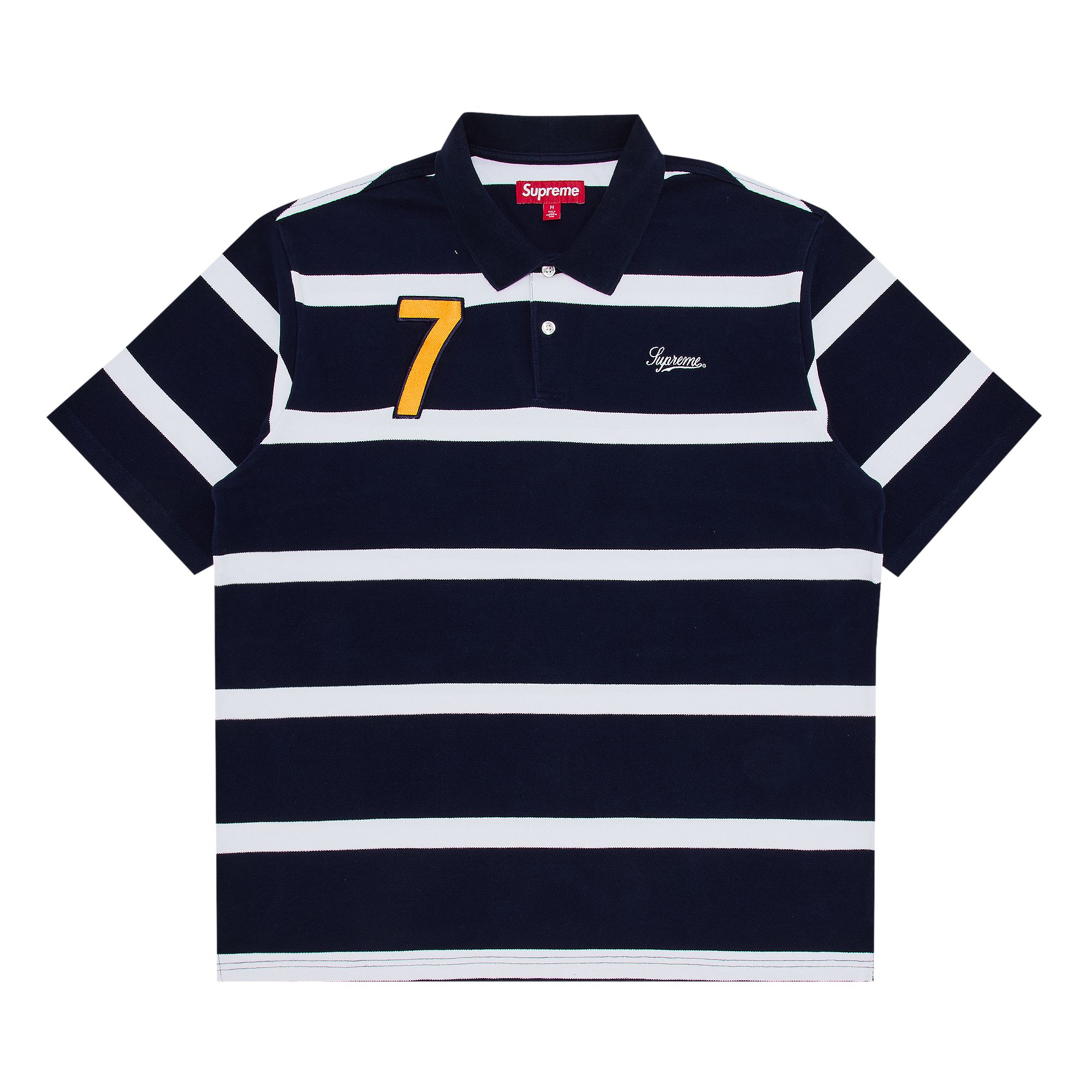 Supreme Striped Cursive Polo - Blue | Editorialist