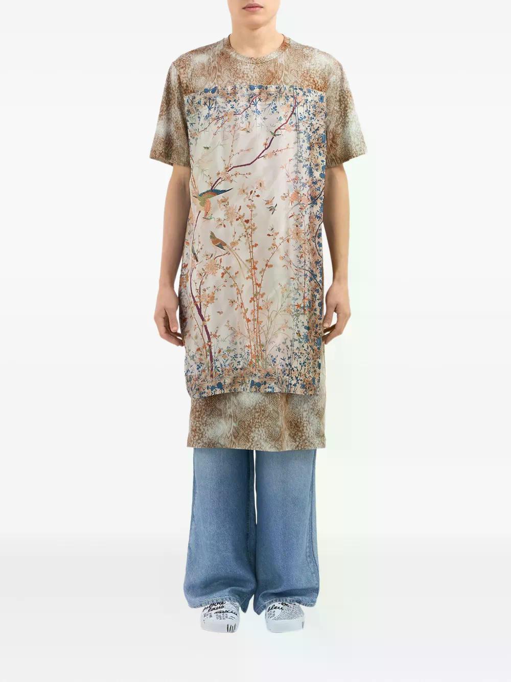 PIERRE-LOUIS MASCIA Bird-Print Panelled T-Shirt