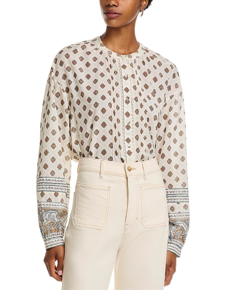 Veronica Beard Lollie Printed Pintuck Blouse - Dove Multi - 64% Off ...
