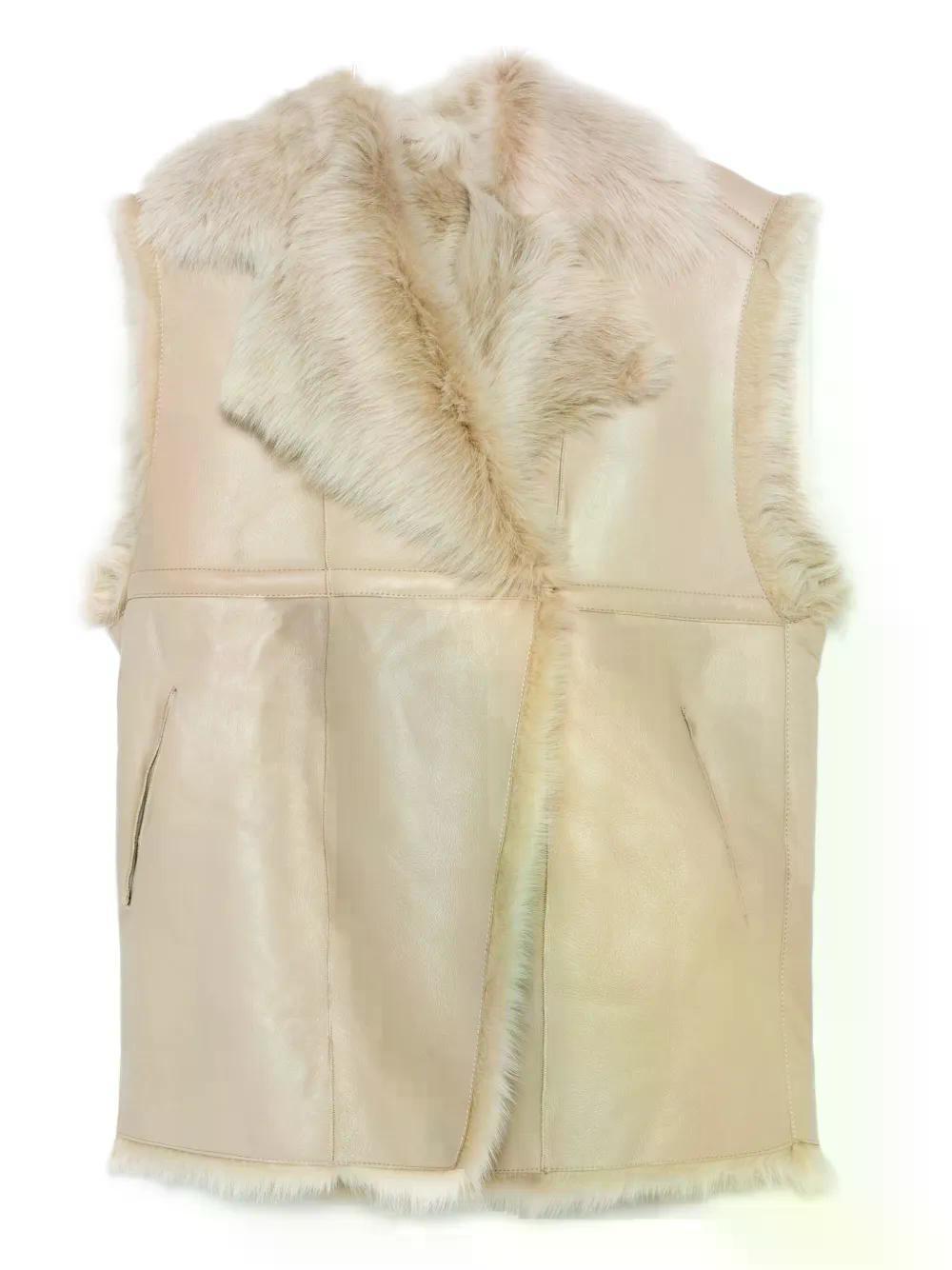 Iro Paris Fur-Trimmed Leather Vest Neutrals Editorialist - Main Image
